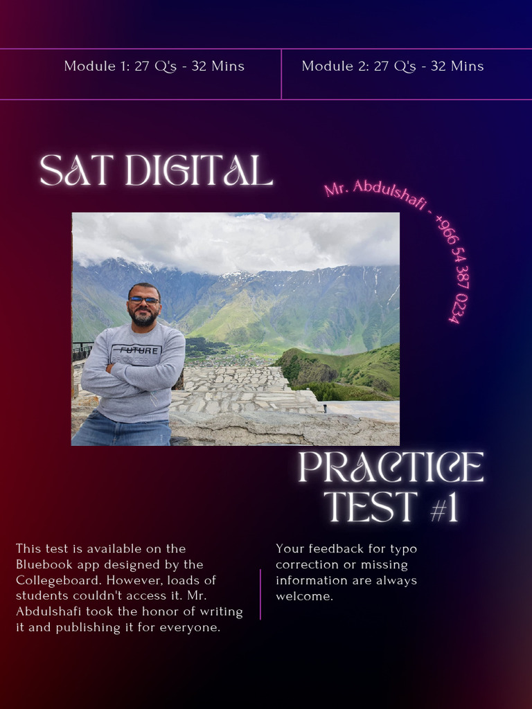 Sat Digital Practice Test 1 Reading And Writing Pdf Bipedalism