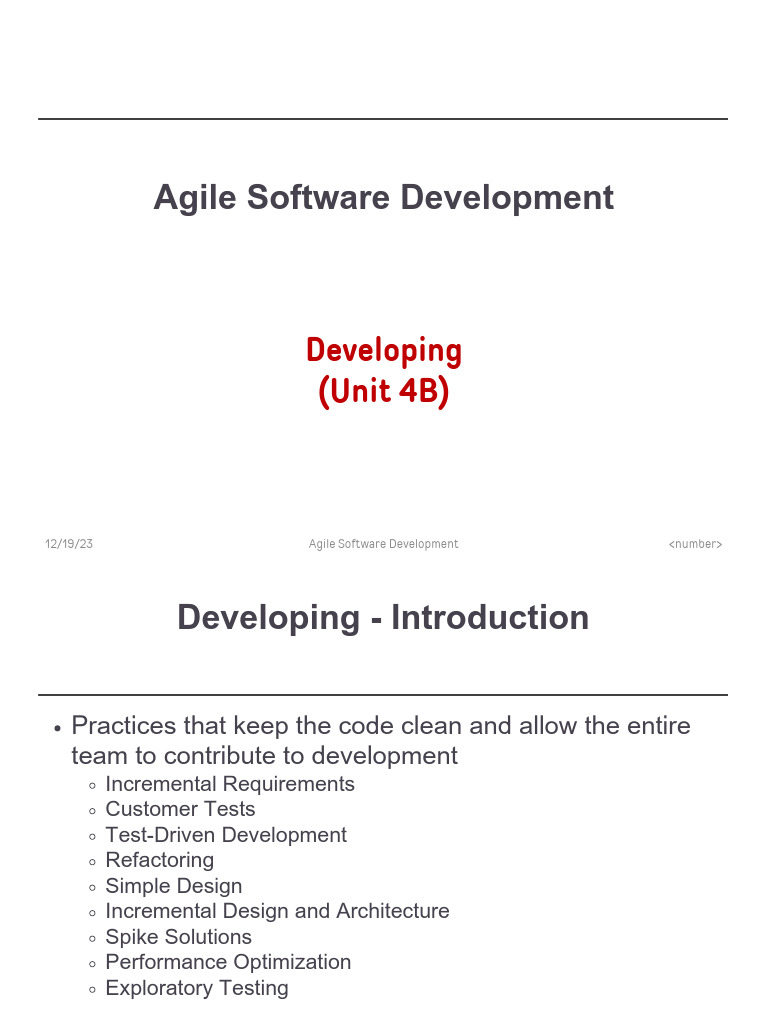 Agile SW Dev - Unit 4B.ppt - 20231219 - 164538 - 0000 | PDF | Test ...