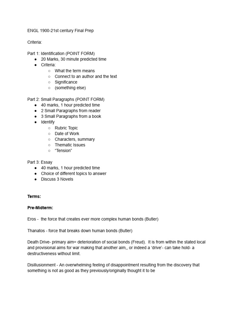 ENGL 1900s-Now Final Prep | PDF | Populism | Racism