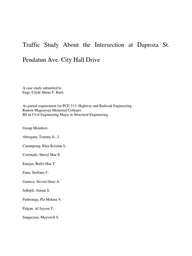 Case Study | PDF | Traffic | Intersection (Road)