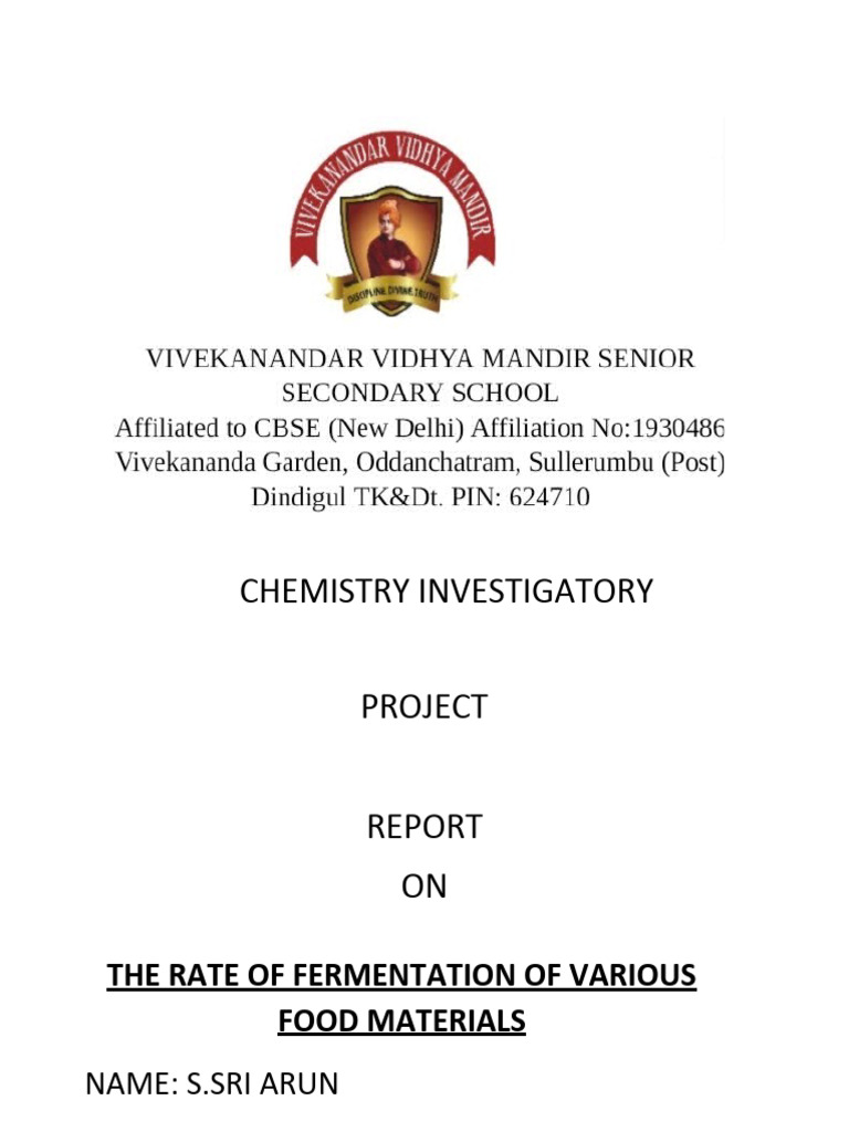 Chemistry Investigatory Project Report | PDF