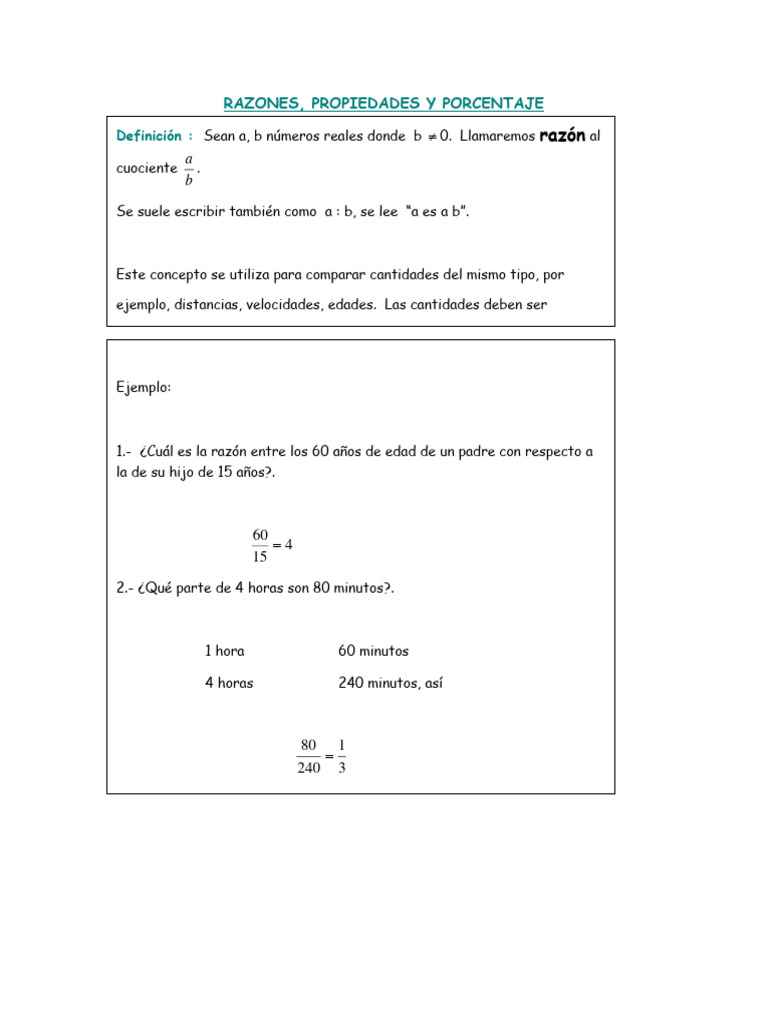Razones Proporciones y Porcentajes Semana 2 | PDF | Porcentaje | Cantidad