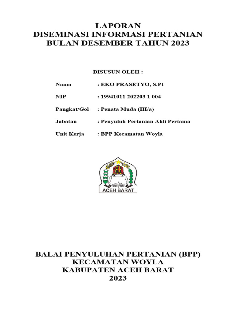 Cover Laporan Diseminasi Eko | PDF