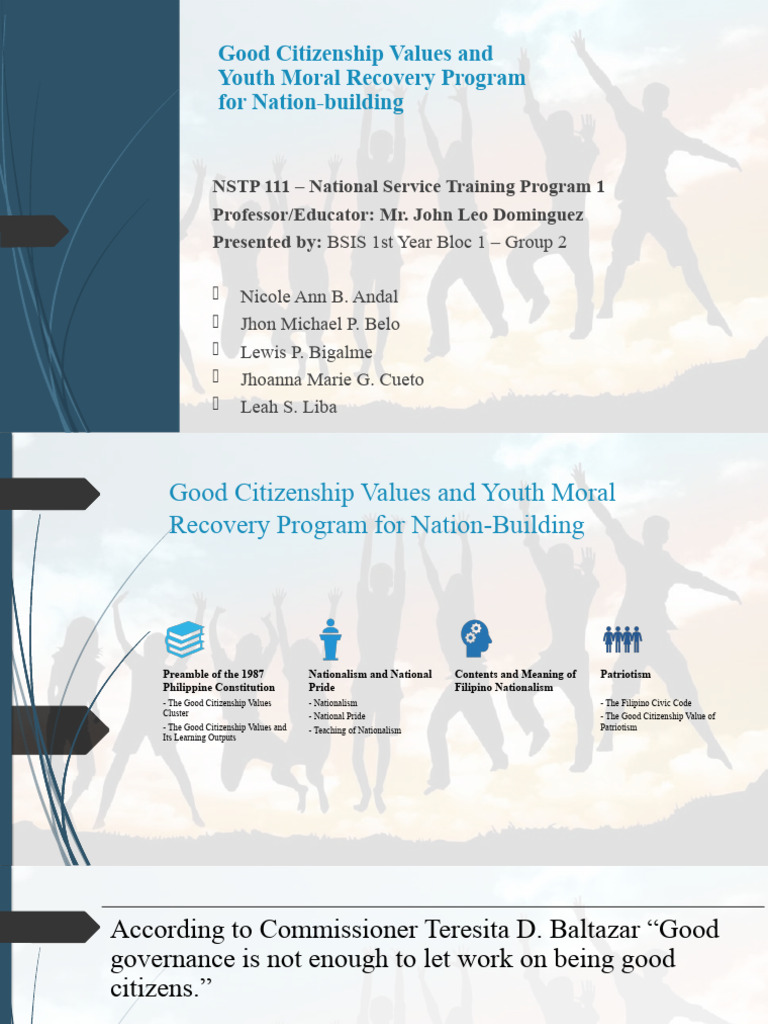 Good Citizenship Values and Youth Moral Recovery Program For Nation ...