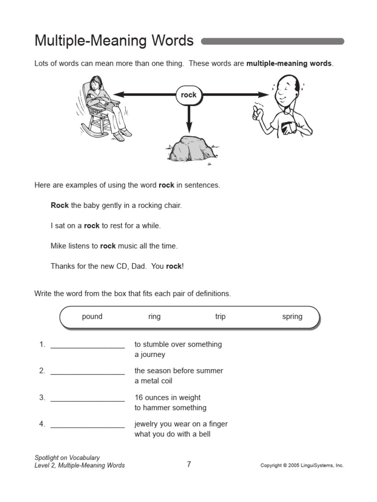 Grammar wk.22 Multiple Meanings Work Packet | PDF | Baseball Field ...
