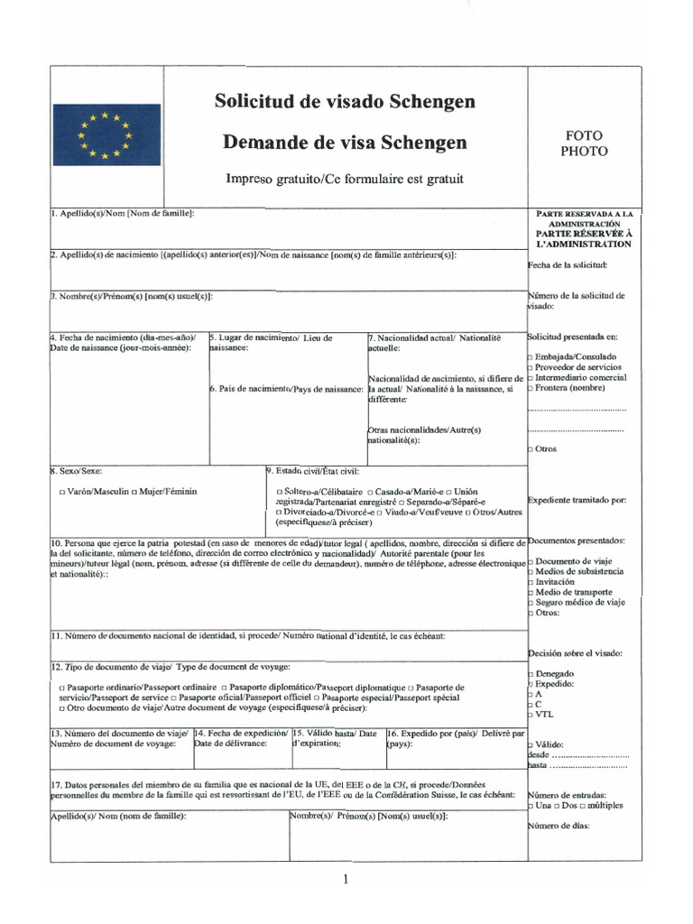 FORMULARIO SOLICITUD DE VISADO SCHENGEN | PDF FORMULARIO SOLICITUD DE VISADO SCHENGEN | PDF