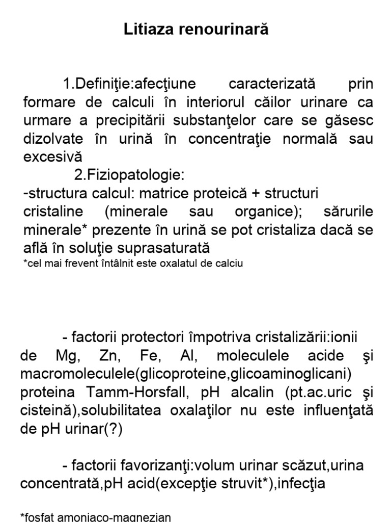 Litiaza Renourinară Şi Nefrocalcinoza | PDF