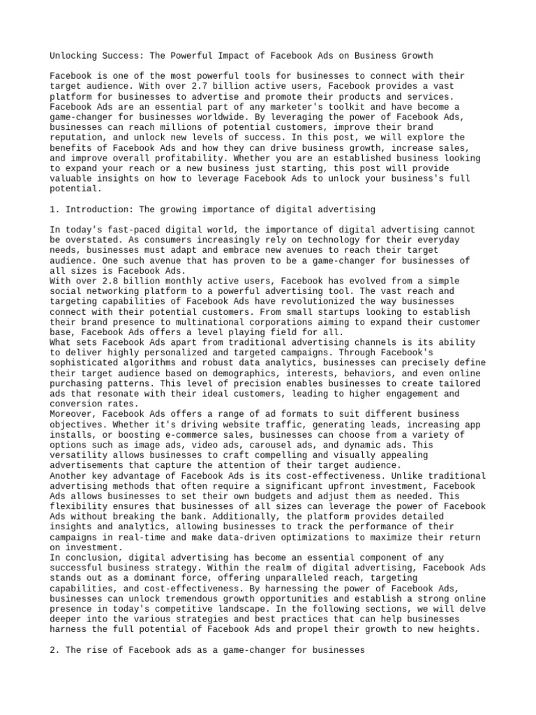 Facebook Ads Benefit - Hadrich Formular | PDF | Advertising | Analytics