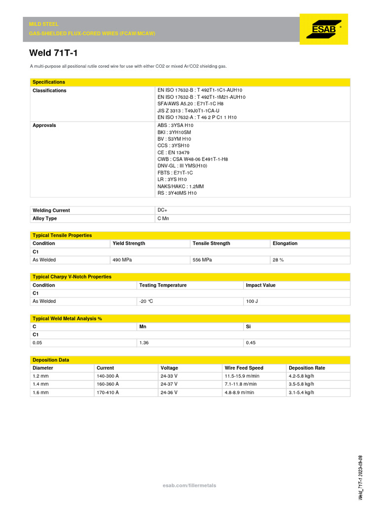 Weld 71T-1 | Download Free PDF | Construction | Welding