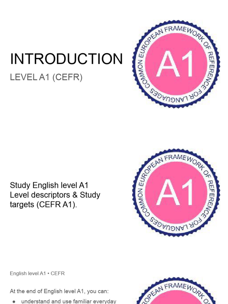 Introduction To Cefrl Level A1 | PDF