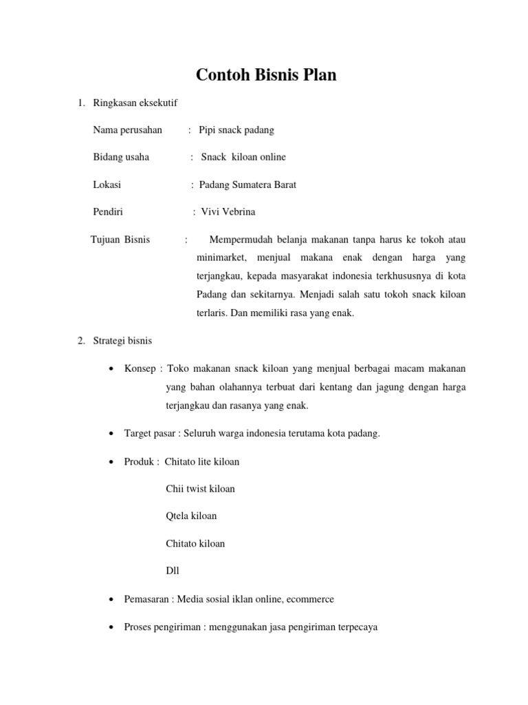 Bisnis Plan | PDF