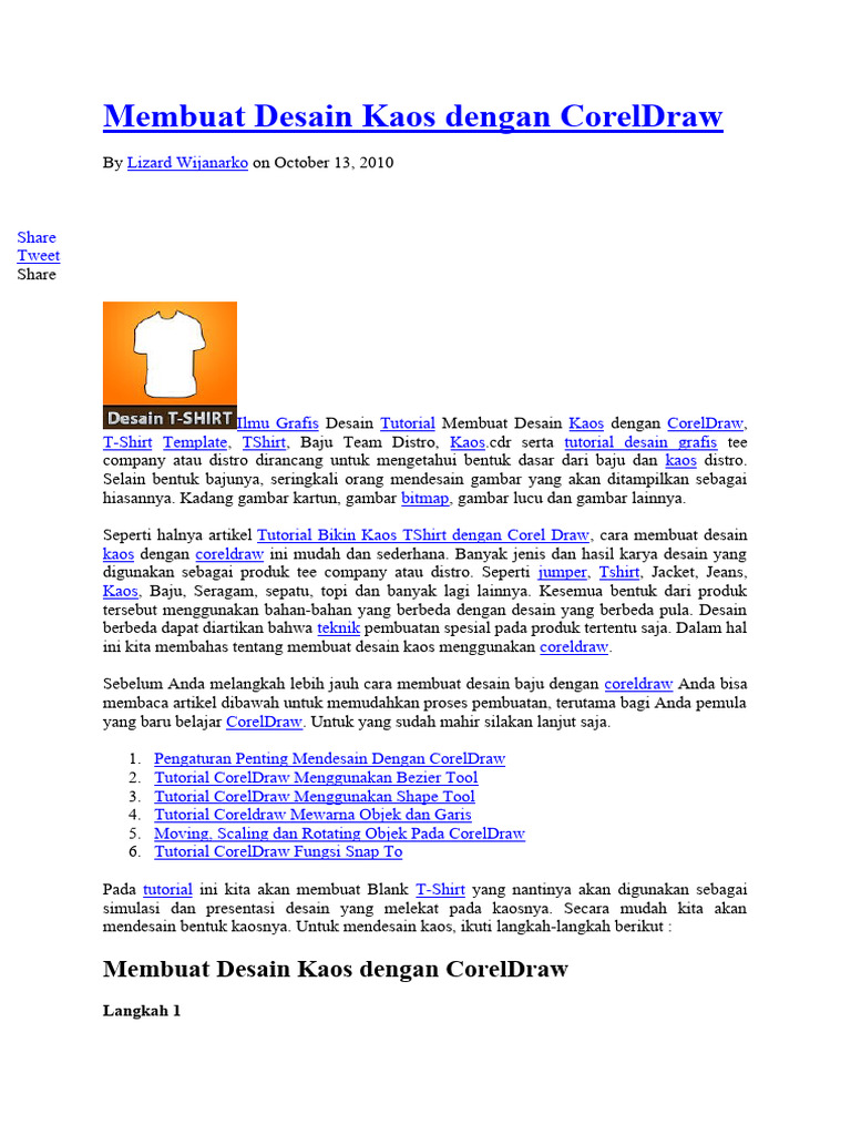 Membuat Desain Kaos Dengan CorelDraw | PDF