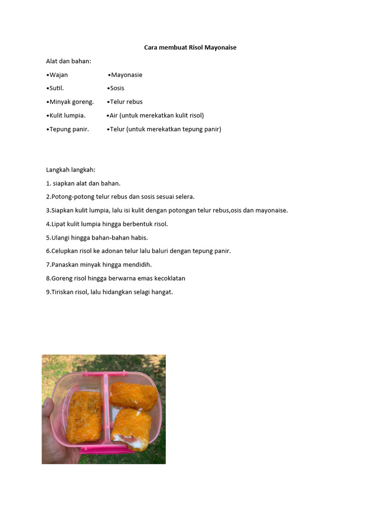 Teks Prosedur Membuat Risol Mayonaise | PDF