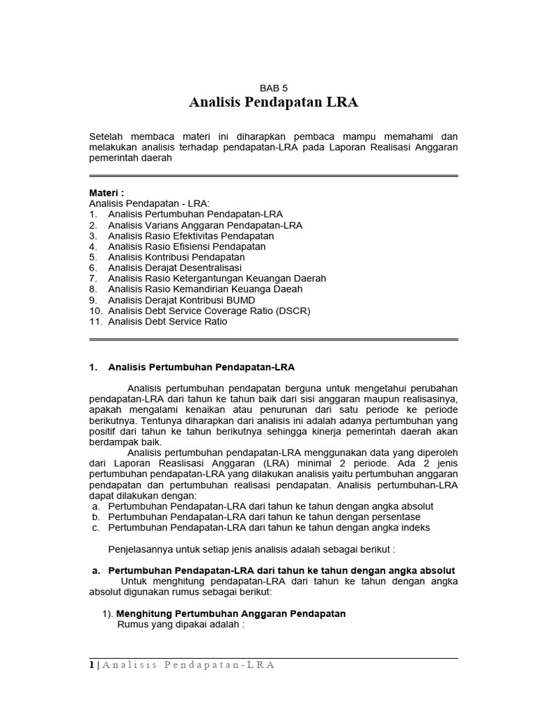BAB 5 - Analisis Pendapatan LRA | PDF | Karier & Perkembangan | Bisnis