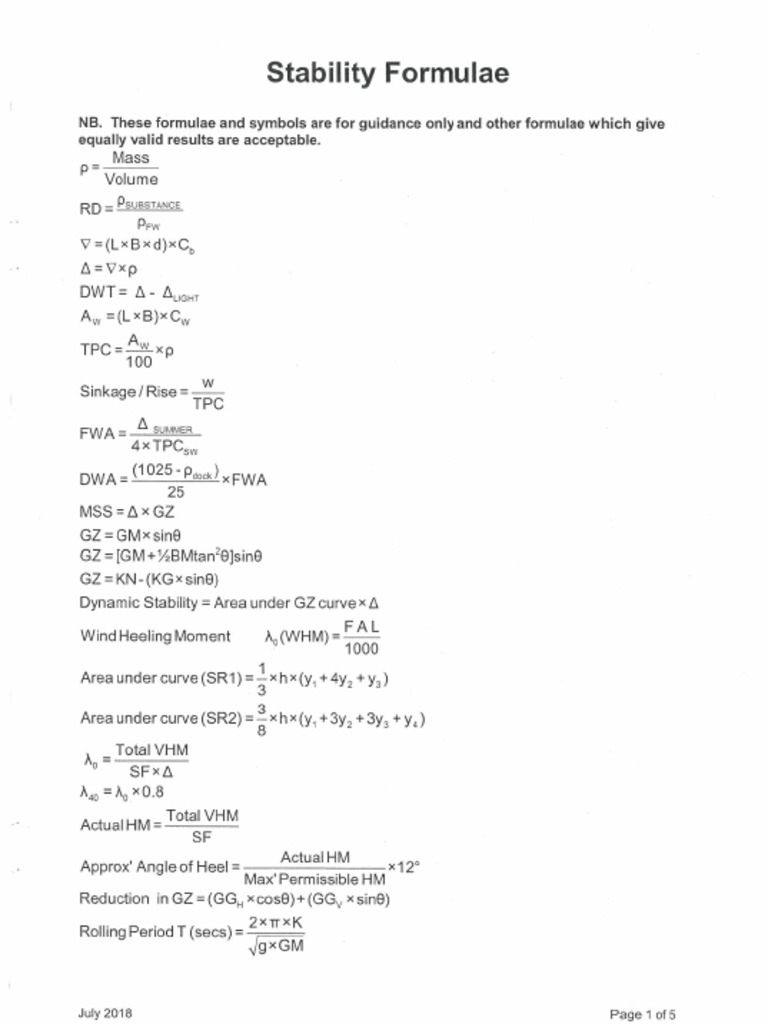Stability Formulae OOW Stability v1 0 | PDF