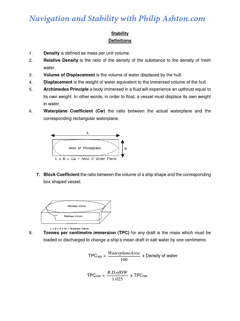 Stability Definitions OOW Stability v1 0 | PDF | Buoyancy | Ships