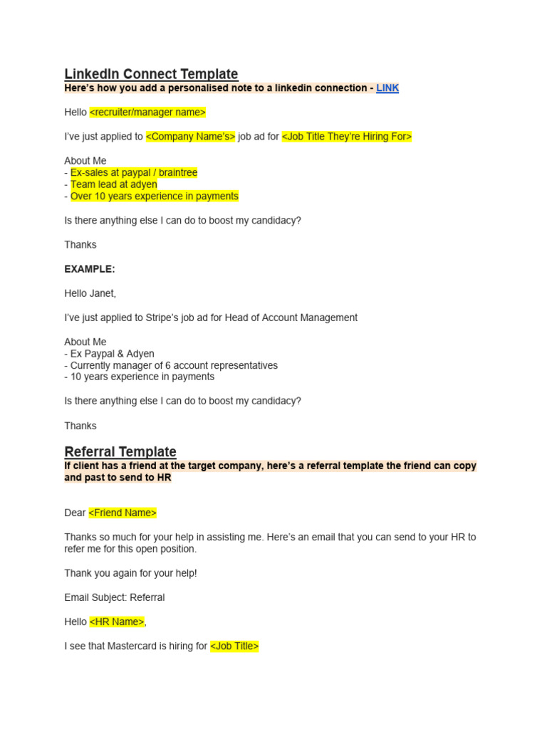 LinkedIn Connect Template | PDF