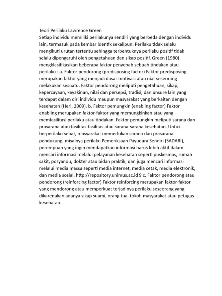 Teori Perilaku Lawrence Green | PDF