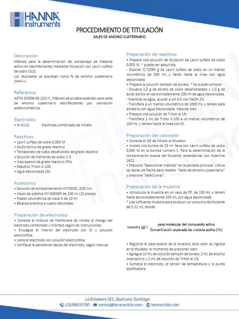 determinacion_de_amonio_cuaternario_hanna_instruments (1) | PDF | Valoración | Química