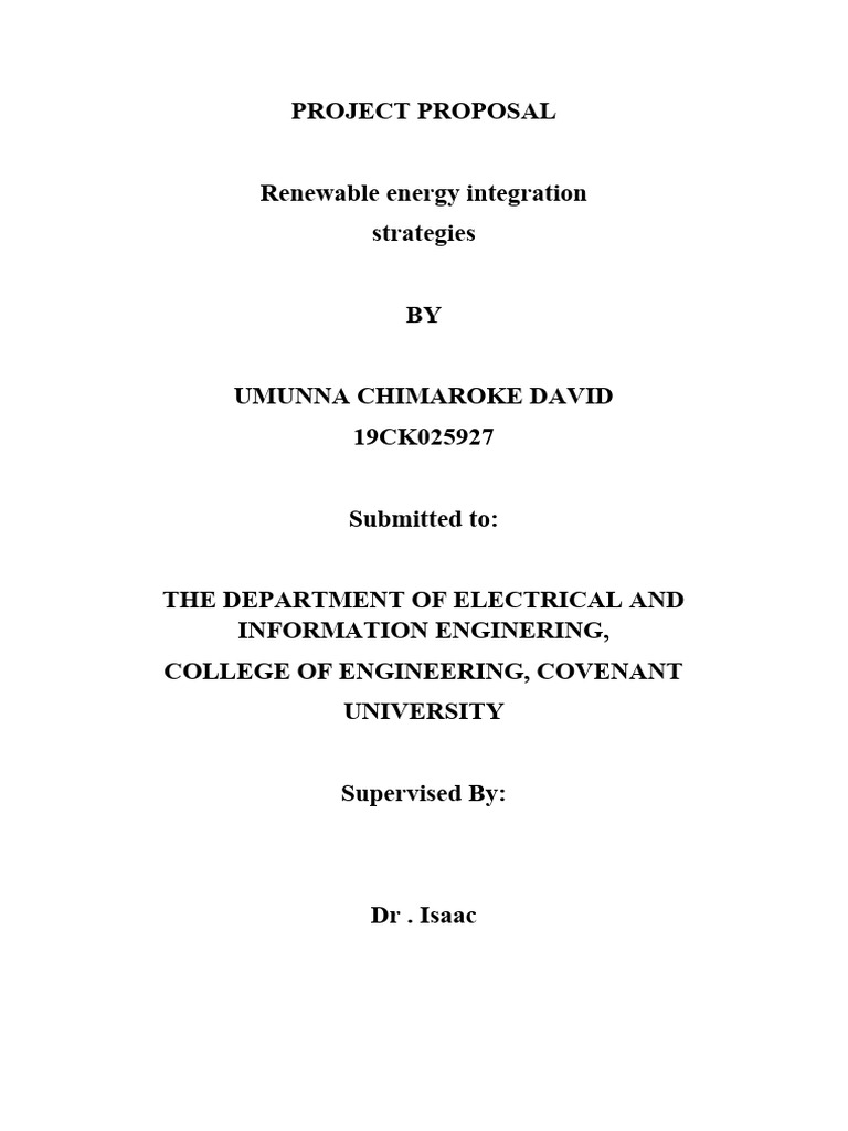 Project Proposal (Renewable Energy Integration Techniques) | PDF ...