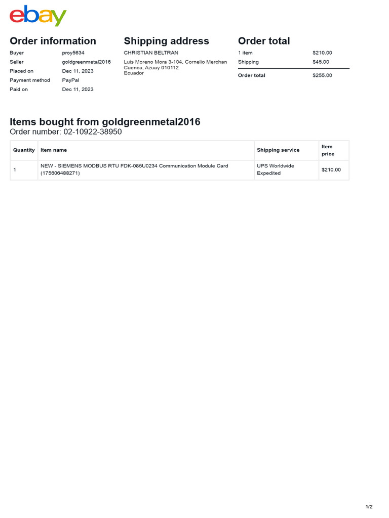 DHL Express 1422573736 SIEMENS MODBUS RTU FDK-085U0234 Communication ...
