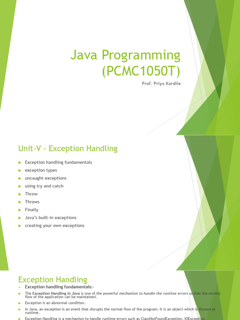 Unit V Exception - Handling | PDF | Java (Programming Language) | Class ... Unit V Exception - Handling | PDF | Java (Programming Language) | Class ...