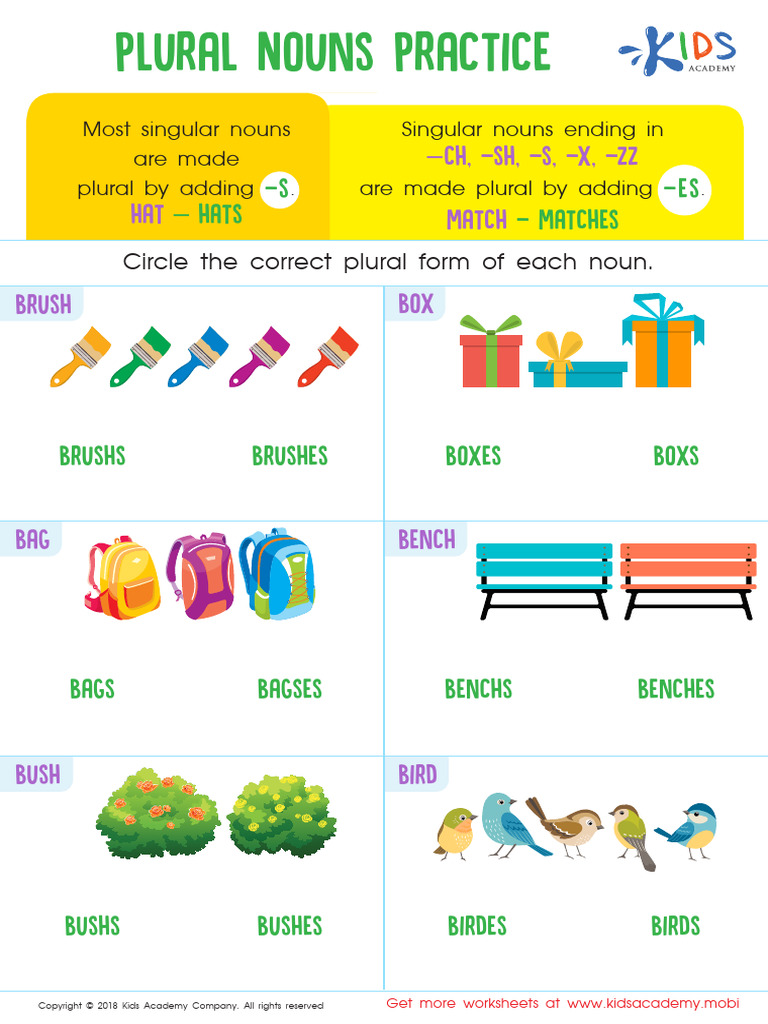 Kindergarten Plural Nouns Practice Worksheet | PDF | Philosophy ...
