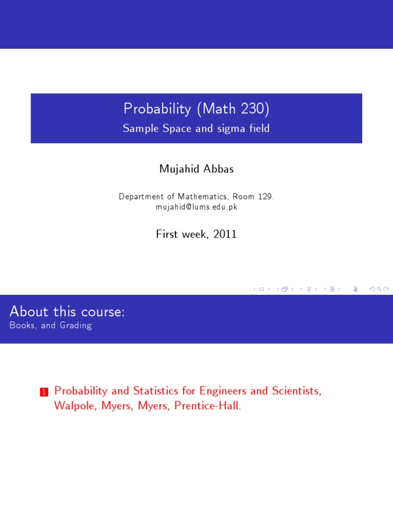 An Introduction to Probability: Sample Spaces, Events, Experiments and ...