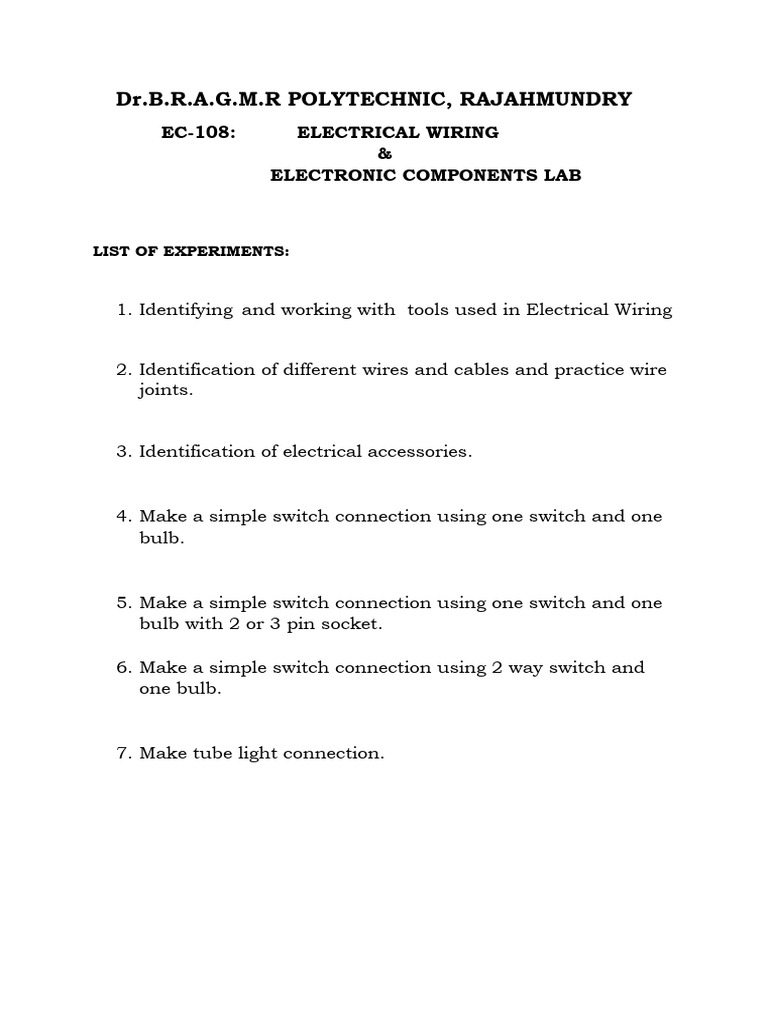One Switch One Bulb Experiment Guide | PDF