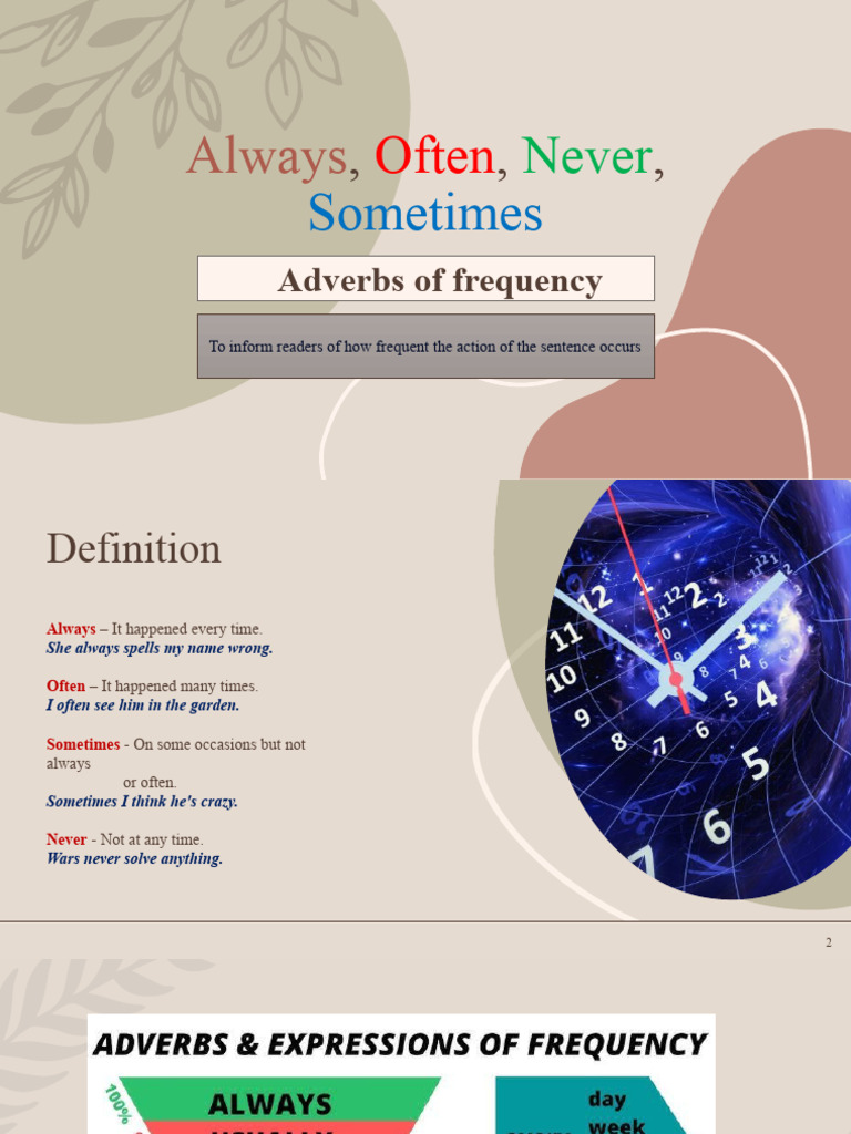 Frequency Adverbs: Always, Often, Never | PDF