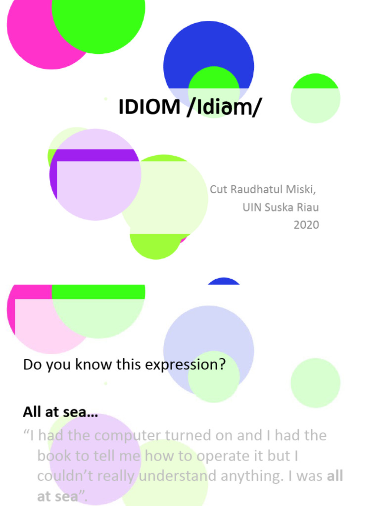 Idiom in English, Ss | PDF | Idiom | Applied Linguistics
