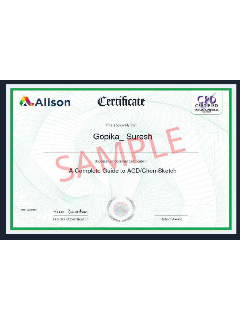 Alison Chem Draw Certificate | PDF