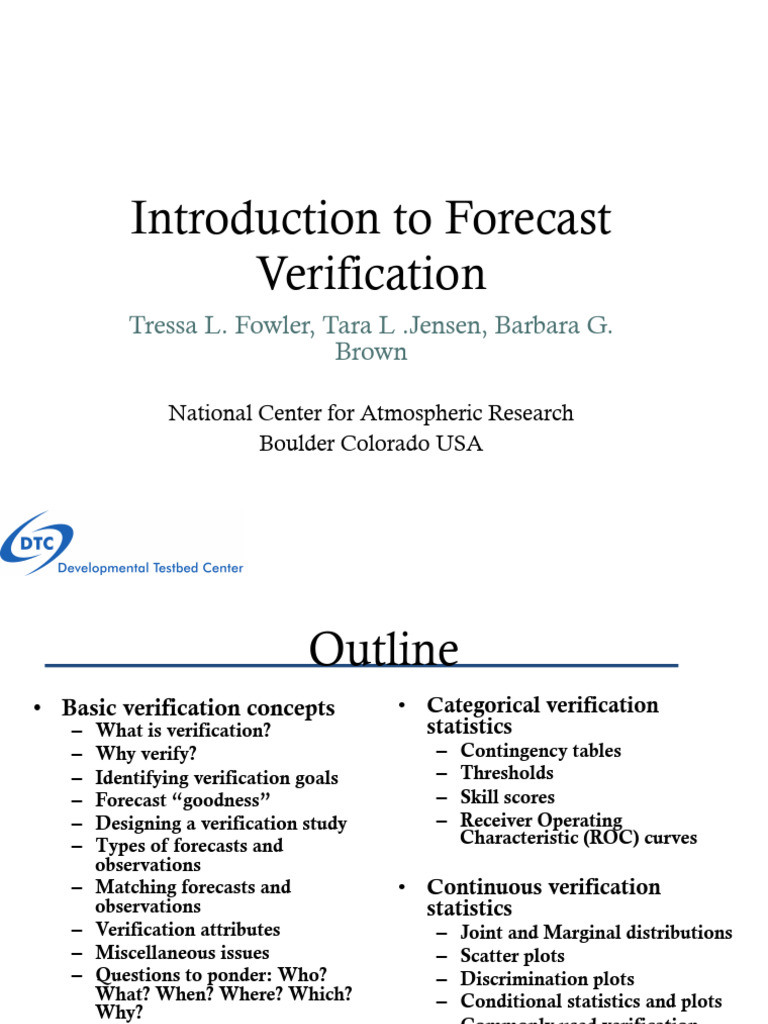 Introduction To Forecast Verification Fowler Jenson And Brown Pdf