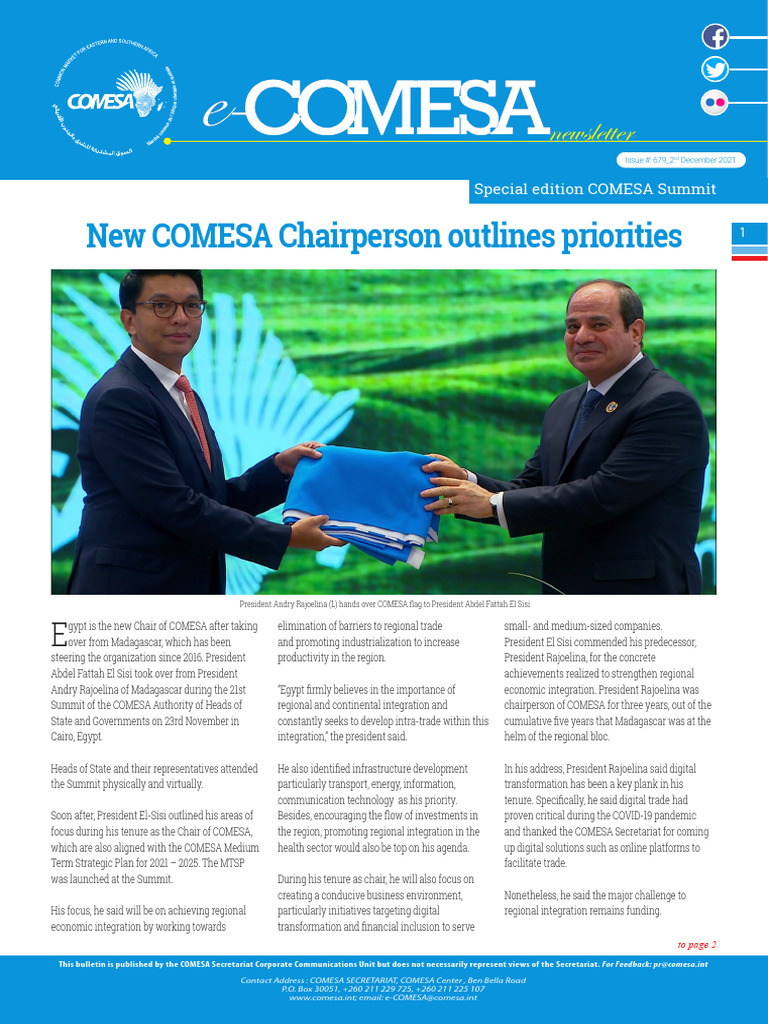 E COMESA Newsletter 679 Summit Edition 1 | PDF