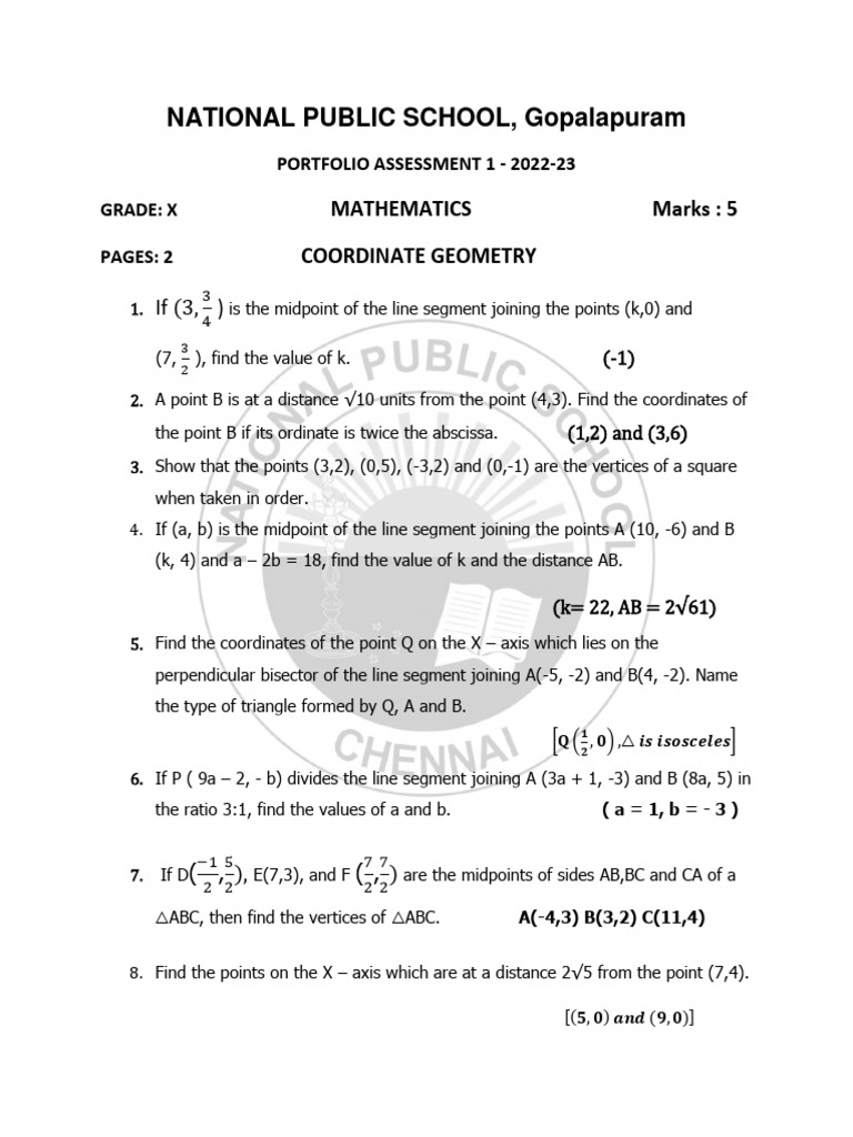 G10 - Portfolio Assessment 1 - 2022-2023 | PDF | Line (Geometry) | Triangle