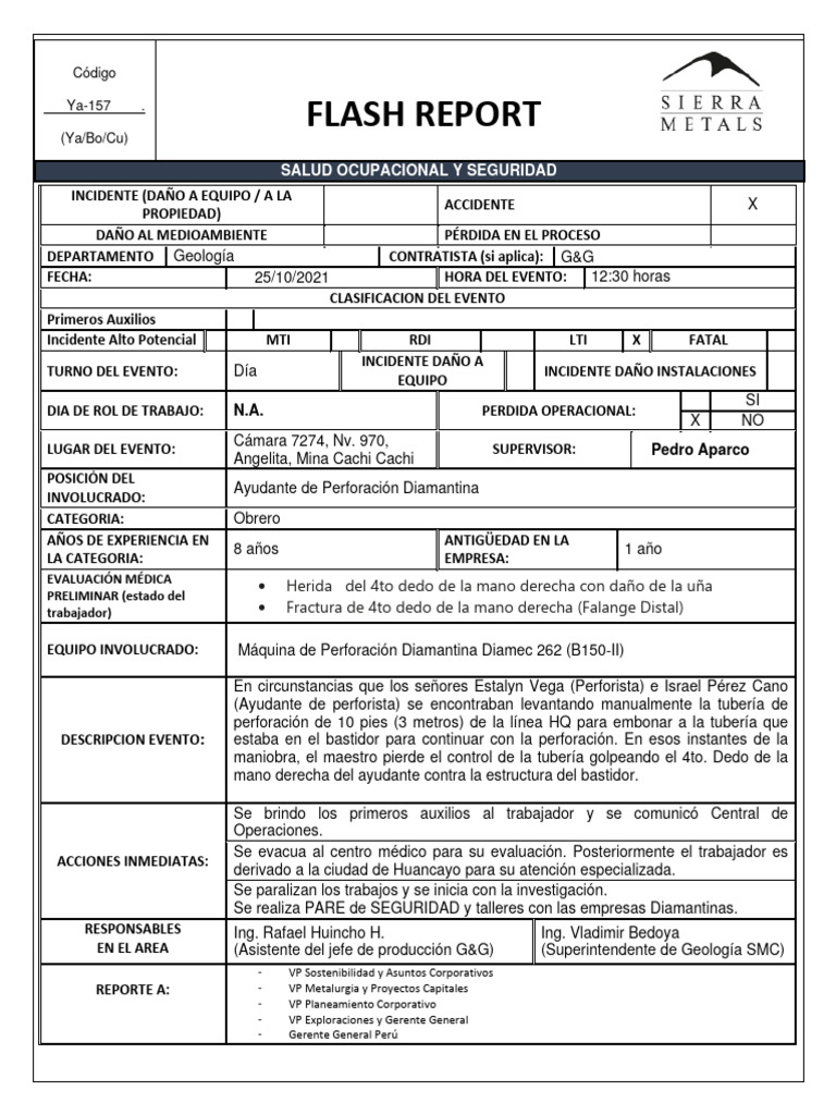 Flash Report Incidente LTI-013 | PDF