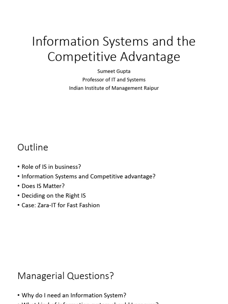 PPT-Information Systems For Competitive Advantage | PDF