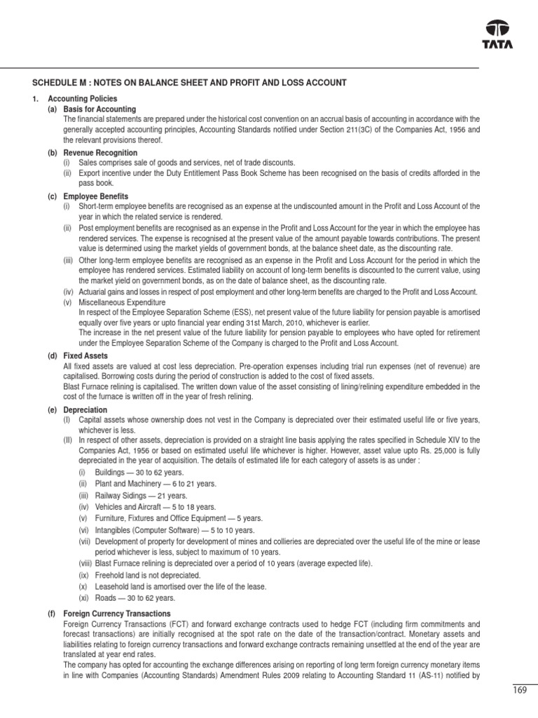 Tatasteel15 Notes Balance Sheet | PDF