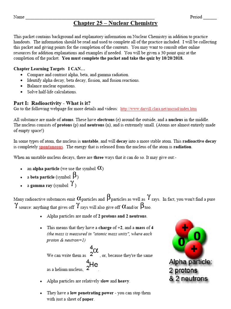 Nuclear Chemistry Study Guide | PDF | Nuclear Physics | Nuclear Reaction