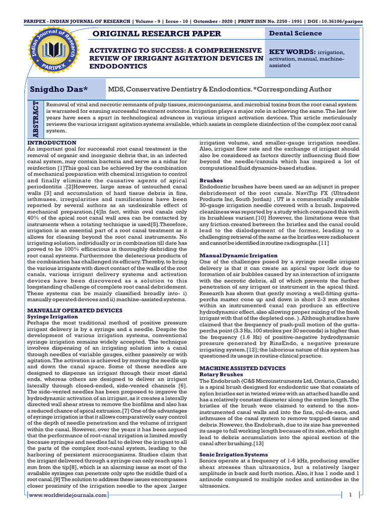 Activating To Success - A Comprehensive Review of Irrigant Agitation ...