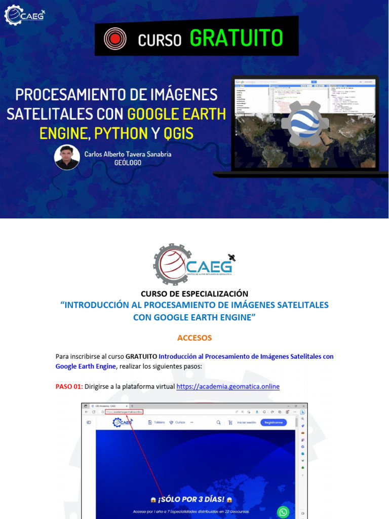 Manual de Registro Al Curso - GRATUITO Google Earth Engine | PDF