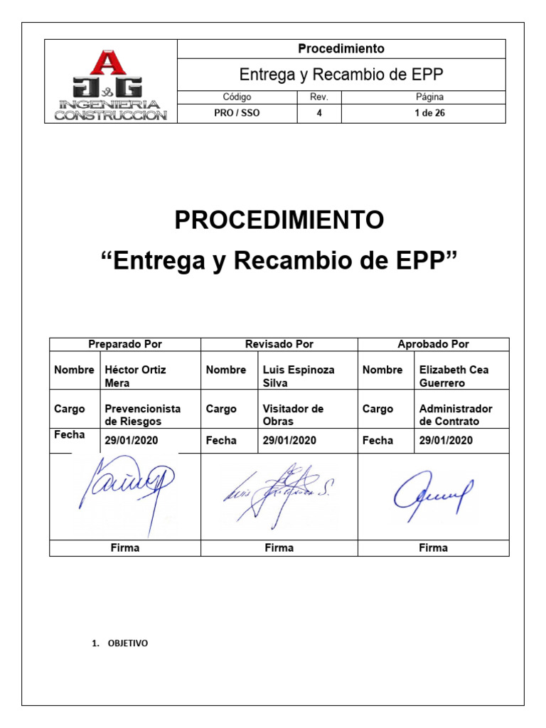 01 Procedimiento Entrega y Recambio de Epp | PDF