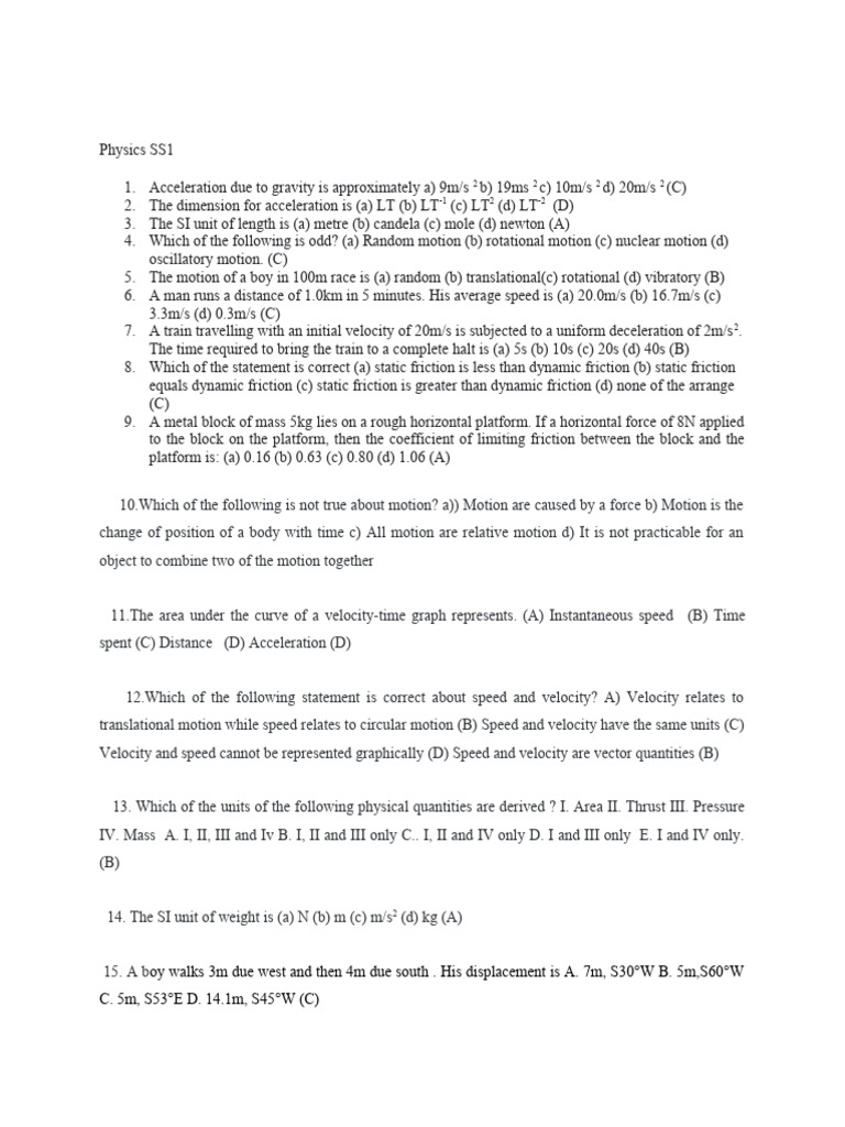 Physics 2023 First Term Obj | PDF | Force | Momentum