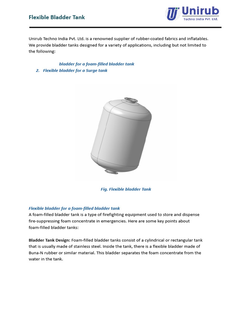 Bladder tank Technical data sheet.docx | PDF | Chemistry | Materials