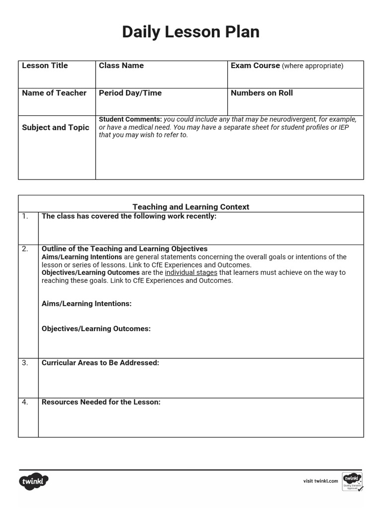 Cfe Pa 1647950443 Daily Lesson Planning Template 3 - Ver - 5 | PDF