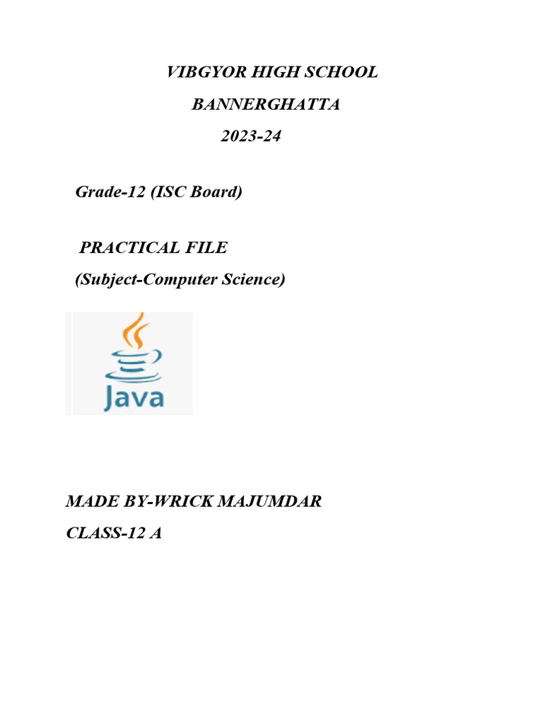 Grade 12 Computer Science Practical | PDF | Method (Computer ...