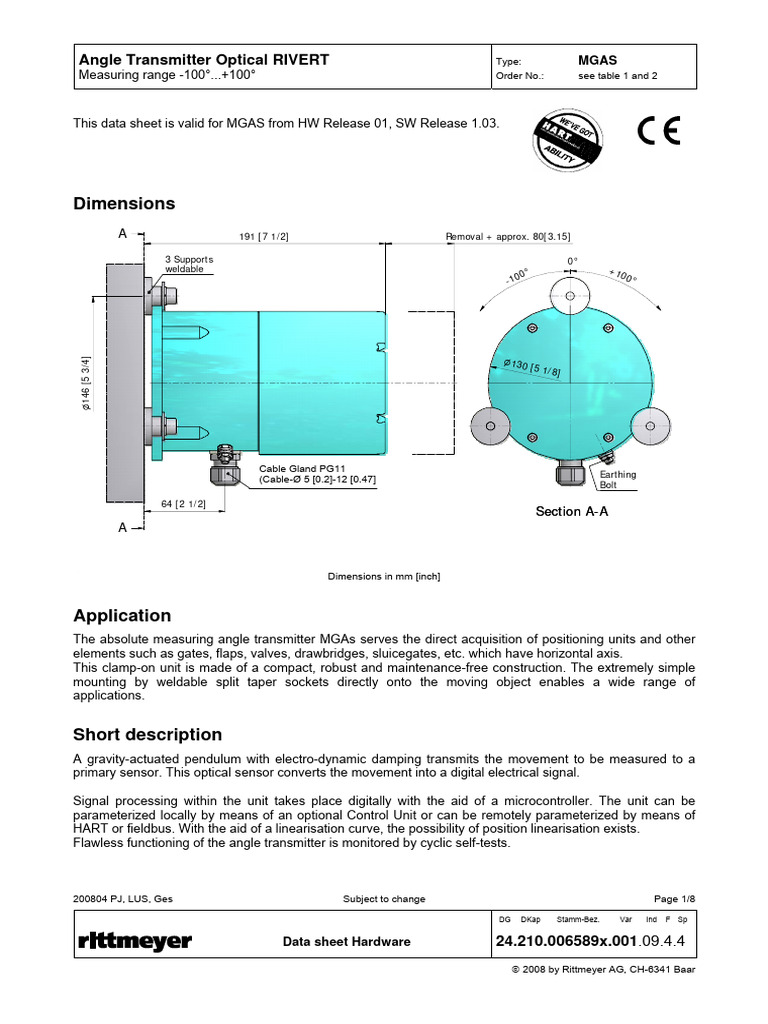 Angle Transmitter Optical RIVERT E24 - 210 - 006589x - 001 - 09 | PDF ...