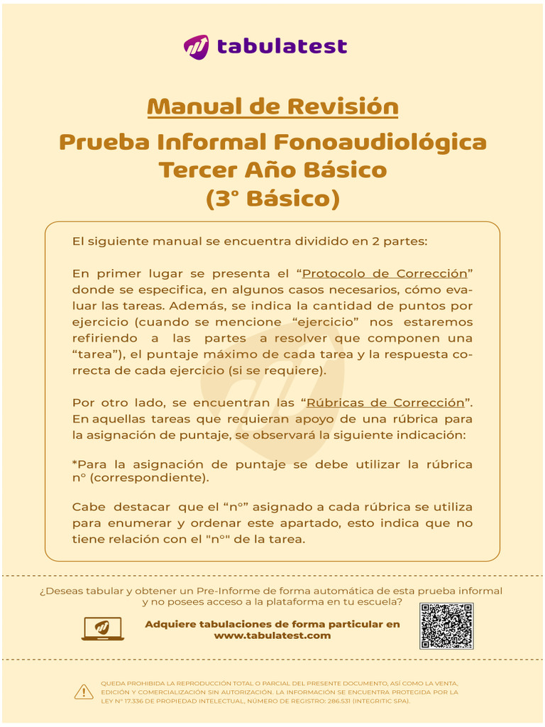Protocolo Prueba Informal Fonoaudiologica 3° Basico 6528c82a7655e4b535d0a5a3 | PDF