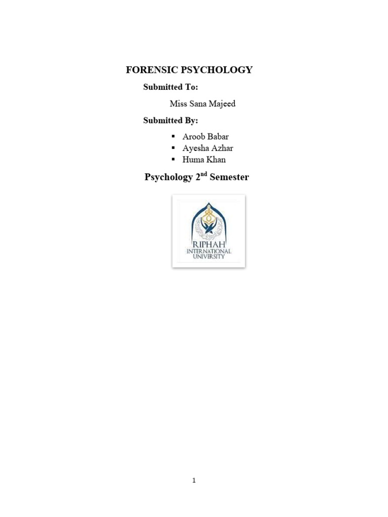 Forensic Psychology Assignment | PDF