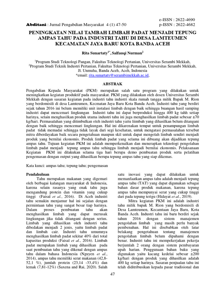 Sunartaty, 2021 (Limbah Ampas Tahu) | PDF